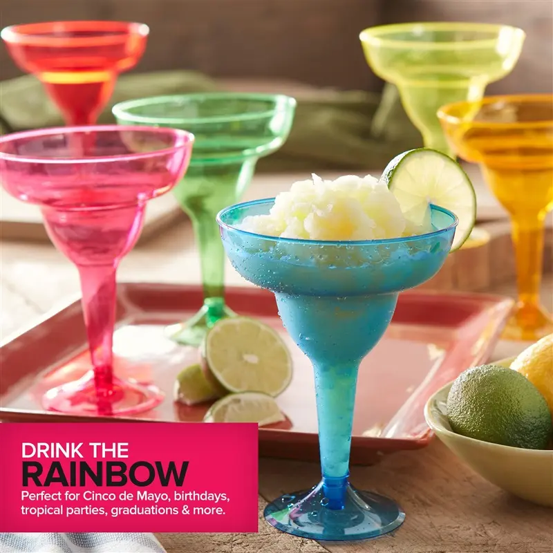 Stock Your Home Multicolor Plastic Margarita Glasses Disposable (Set of ...