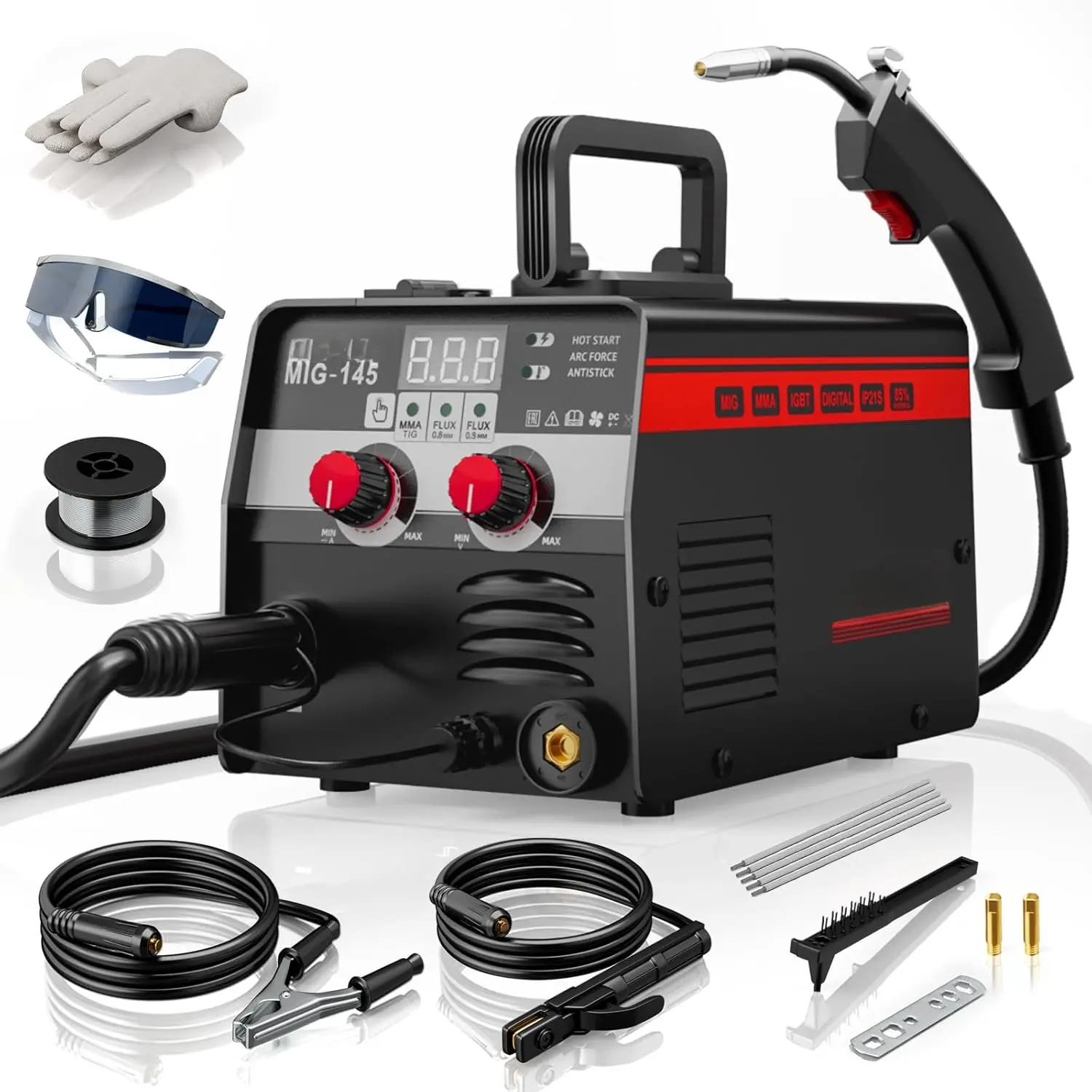 145A MIG Welder, 3 in 1 Flux Core/Lift TIG/Stick Welding Machine 110V ...
