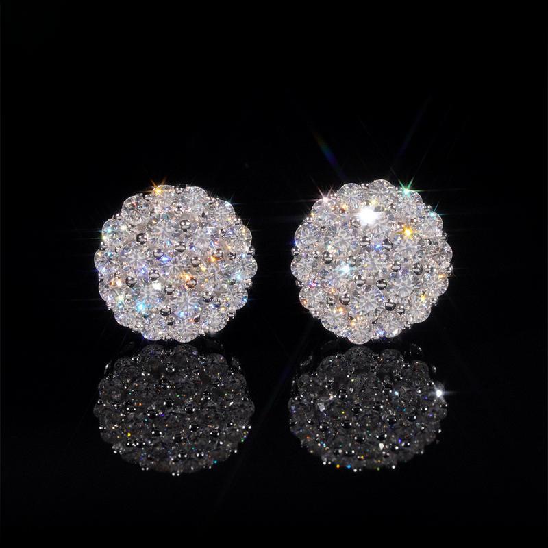 Hot selling new S925 pure silver with D-color round earrings, classic ...