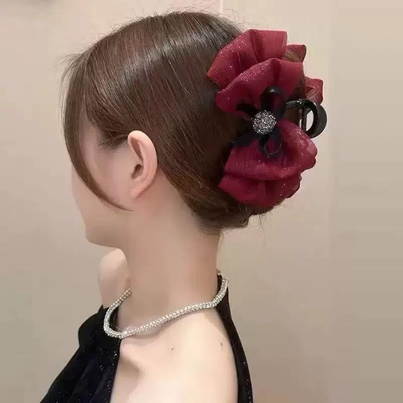 3Pcs Elegant Red Bow Hair Clip for Women's Summer Hairstyles with ...
