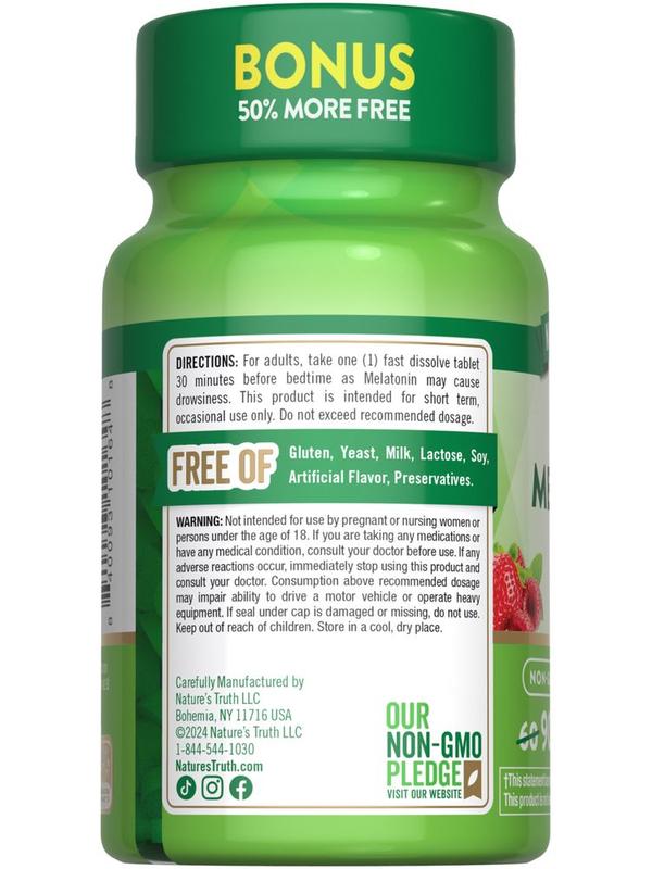 Melatonin 5 mg Fast Dissolve Tablets - 90 Count - Natural Berry Flavor
