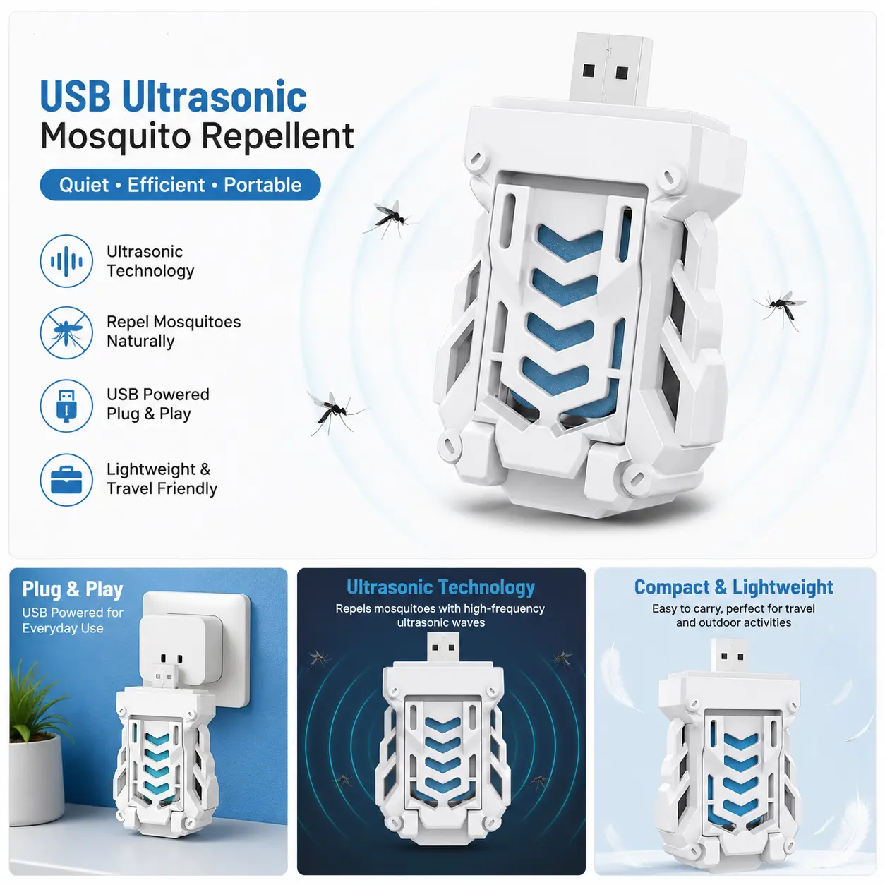 Cordless USB Pest Management Device - Rechargeable Electronic Bug ...