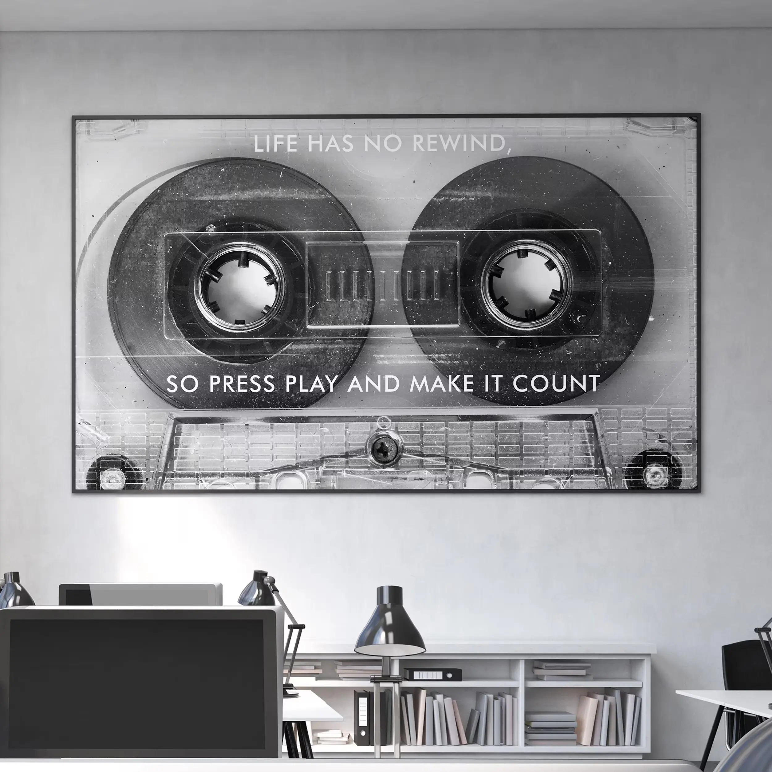 Life Has No Rewind Cassette Wall Art – Motivational Quote Poster Print ...