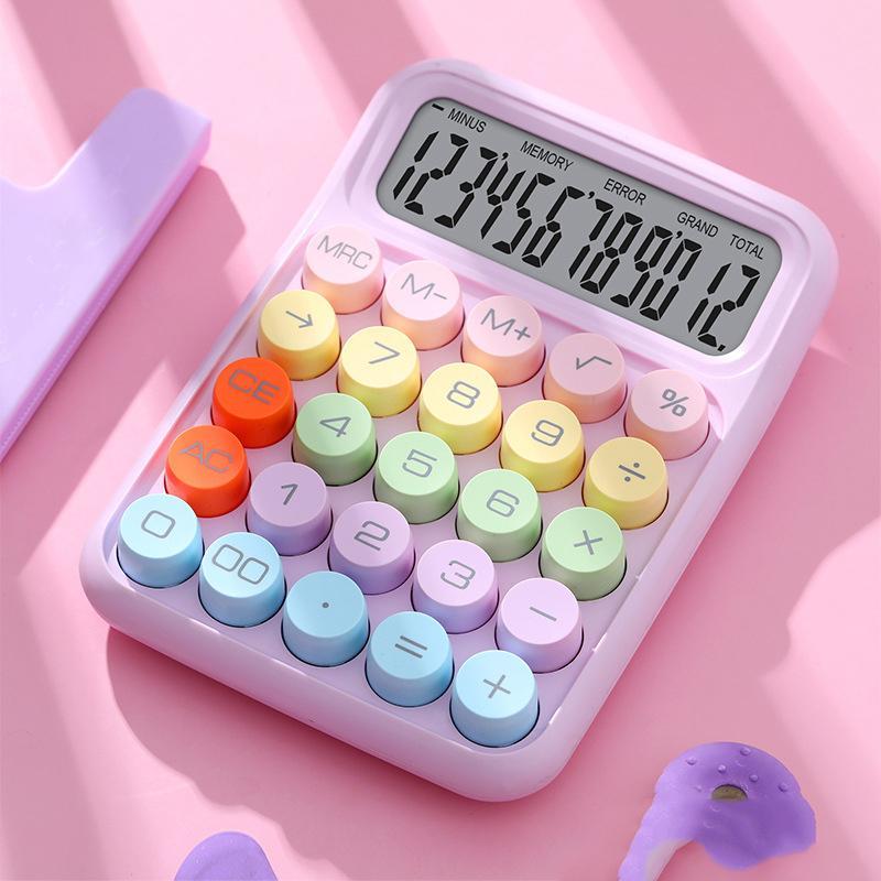 12-digit Calculator, Large Lcd Display Calculator, Colorful Keyboard ...