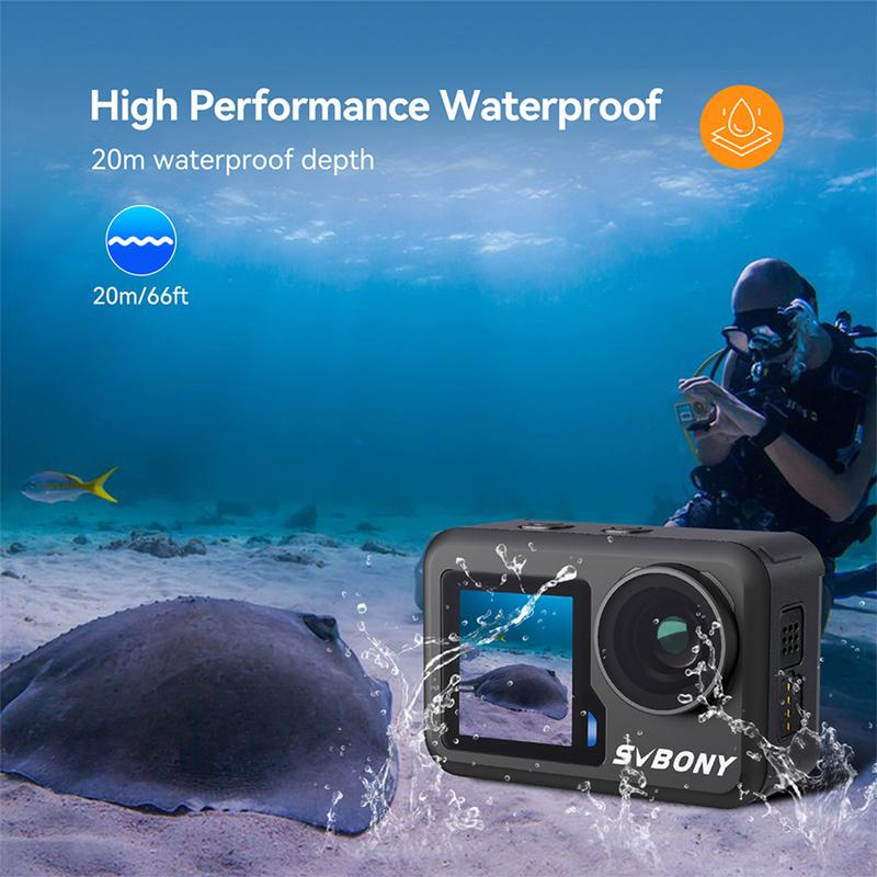 SVBONY ACT20 4k Action Camera, Sports Camera, Dual IPS Screen, 6-Axis ...