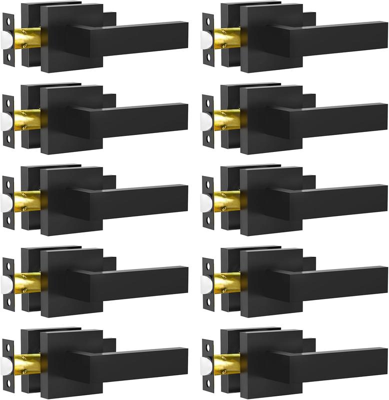 Passage Door Lever, 10 Pack Matte Black Interior Door Handles for ...