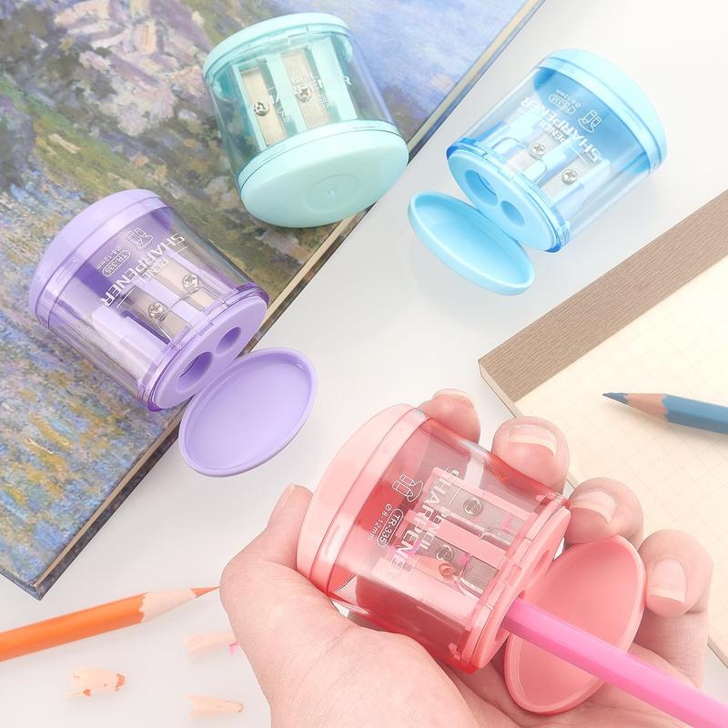 4 Pack Pencil Sharpeners Manual Dual Holes Compact Colored Handheld ...