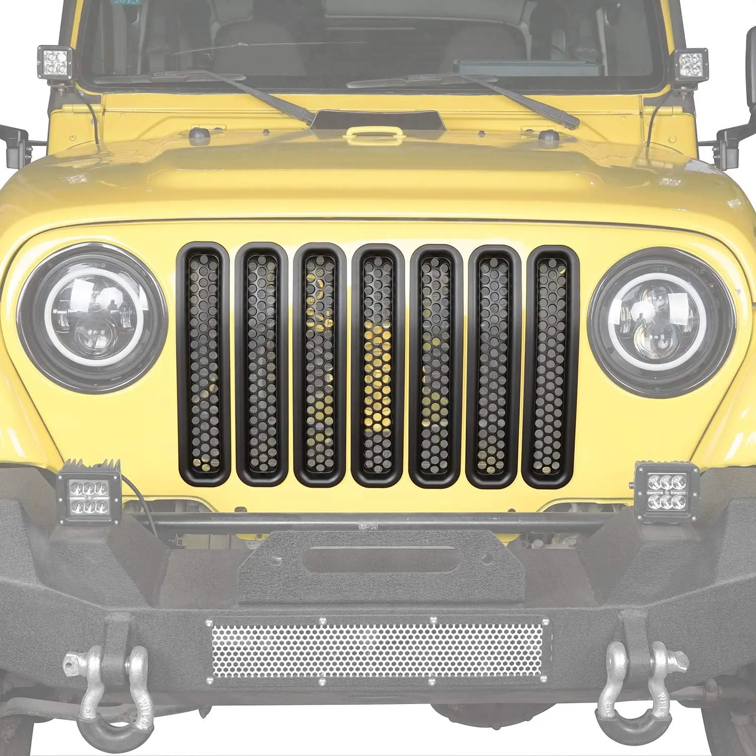 TJ Wrangler Grill Inserts Clip-in Mesh Grille Bug Guard for Jeep ...