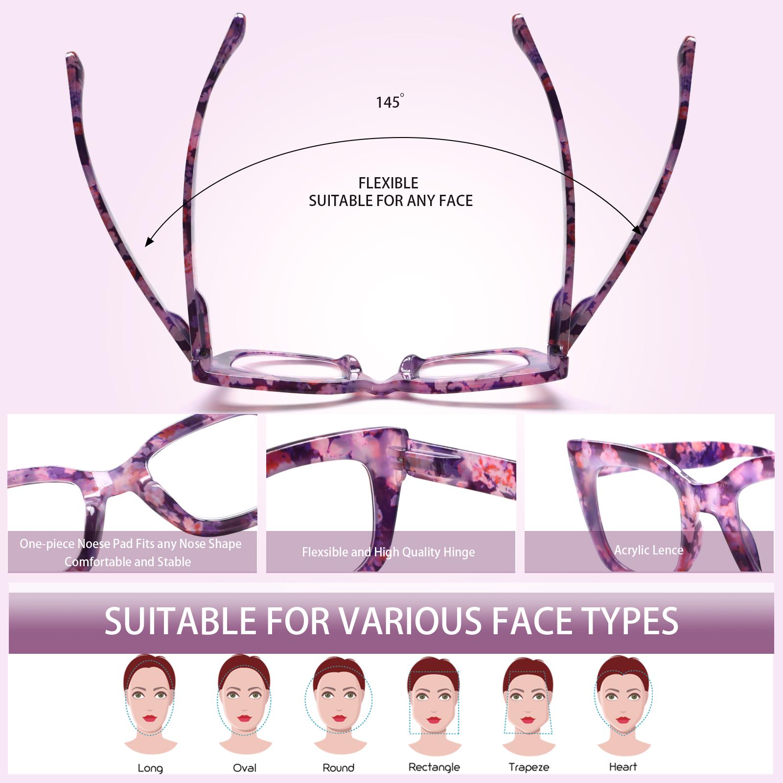 COJWIS 3 Pack Reading Glasses Blue Light Blocking for Women with ...