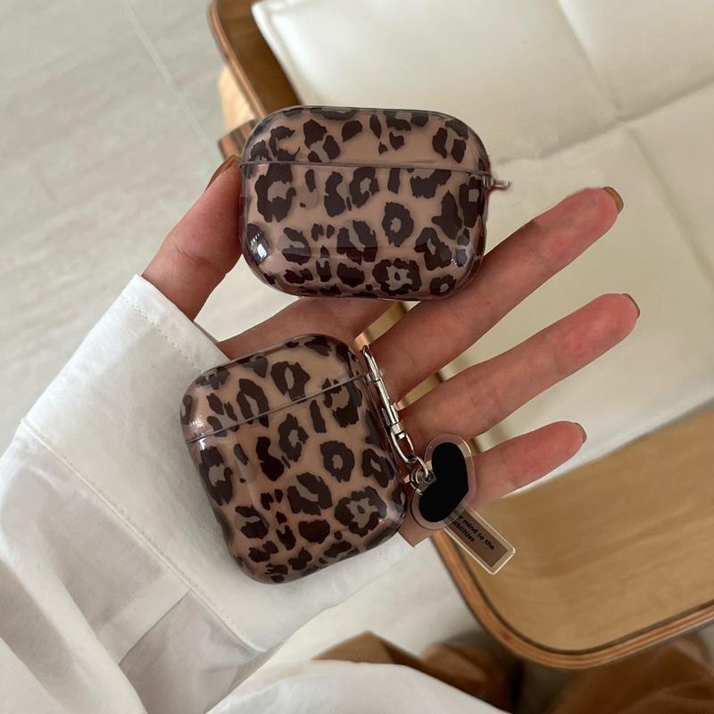 Vintage Leopard-pattern Earphone Case with Keychain, Earphone ...