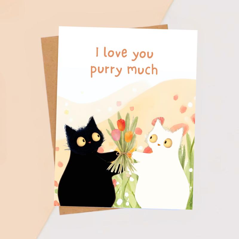 Cute Cat Valentine’s Day Card | Black & White Cat Love Card | Romantic ...