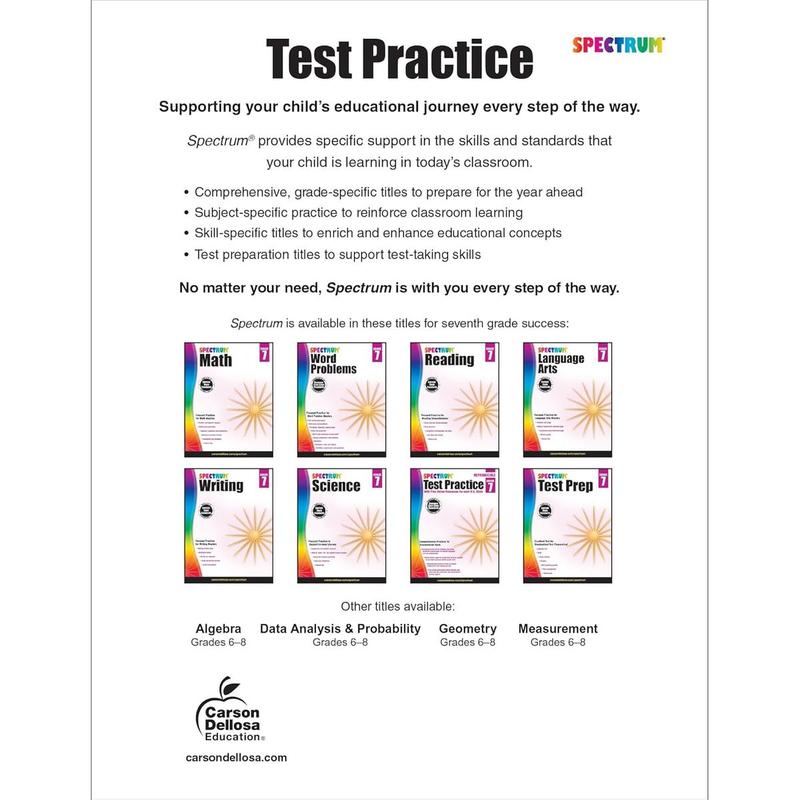 Spectrum 7th Grade Test Practice Workbooks All Subjects, Ages 12 to 13 ...
