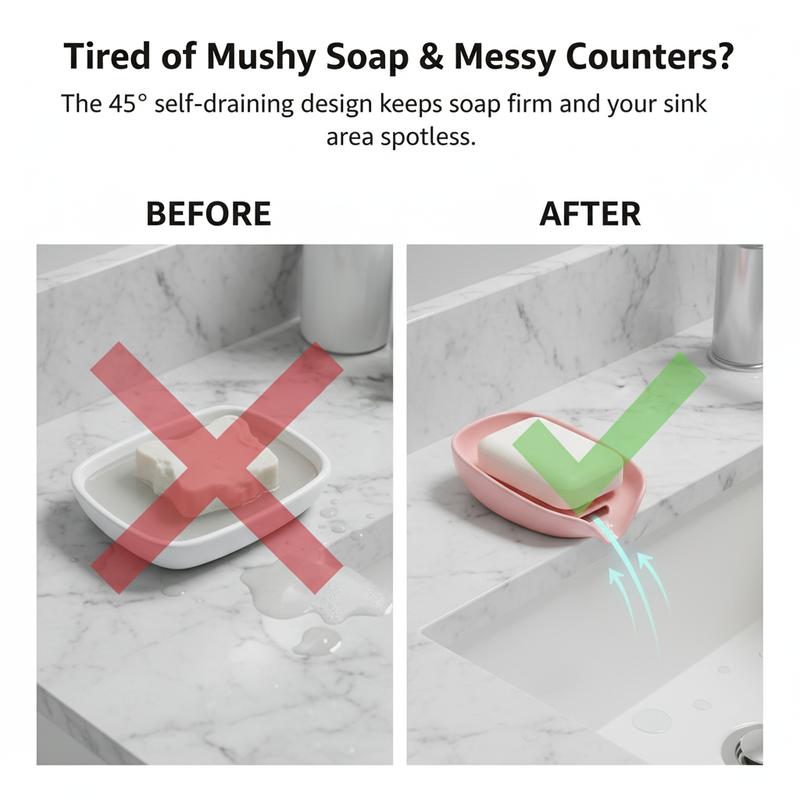 Strong Suction Drain Wall Mounted Soap Dish Light Gray Anti-Mold ...