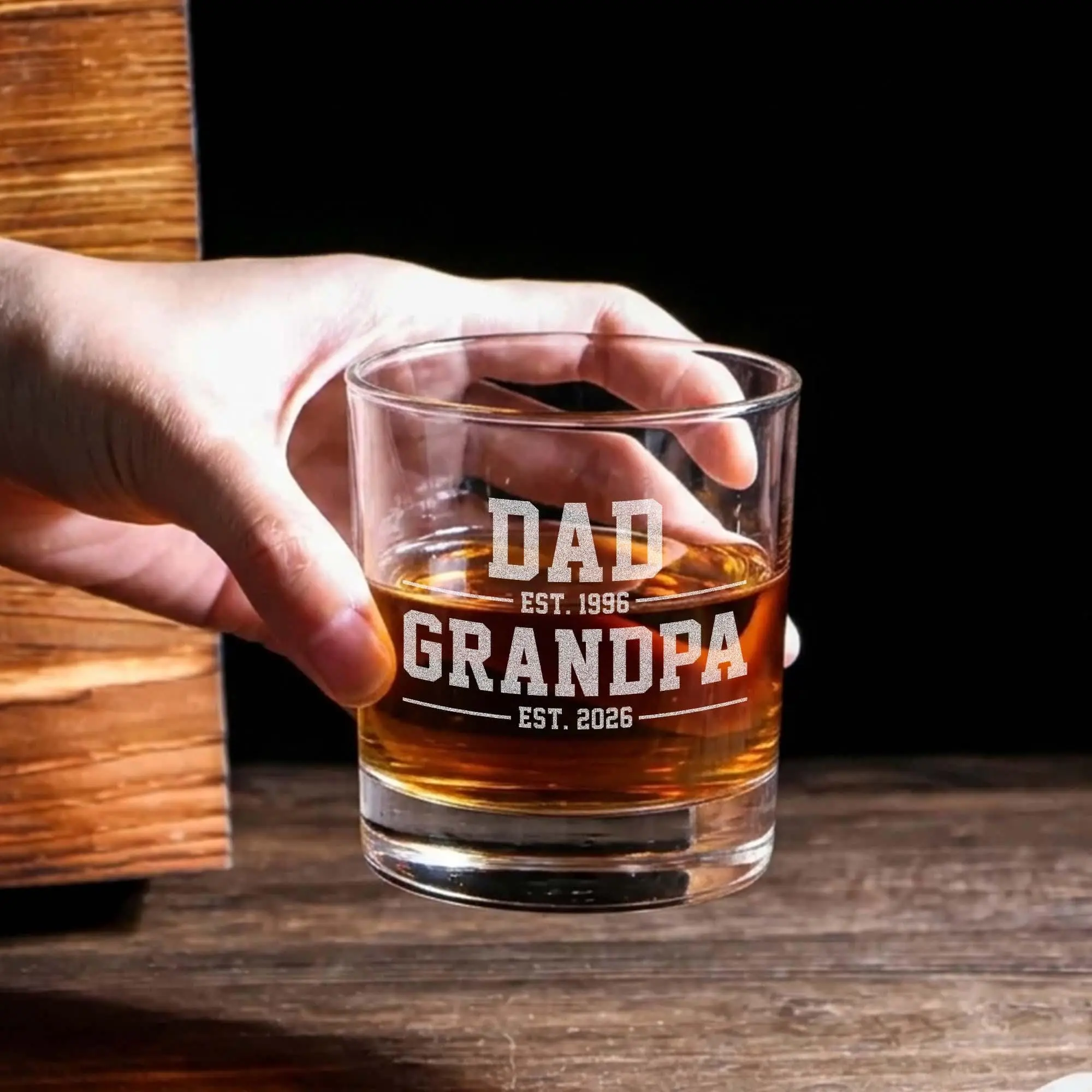Personalized Dad Grandpa Laser Engraved Whiskey Glass, Custom Name ...