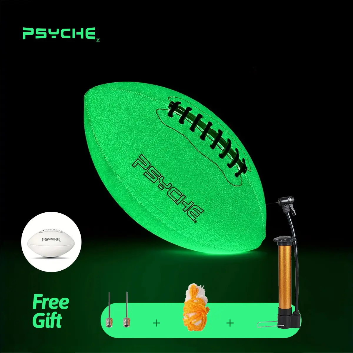 Psyche Size 9 Football 4 Piece Glow in The Dark Rugby Football With ...