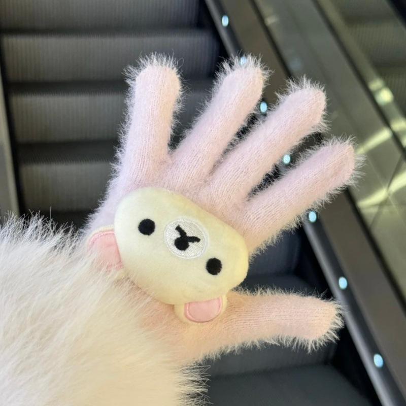Rilakkuma Kawaii Plush Gloves for Students Anime Cartoon Cute Mittens ...