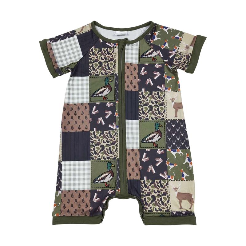 SR0902 Baby Clothes Green Hunting Milk Silk Mallard Ducks Shorts Sleeve ...