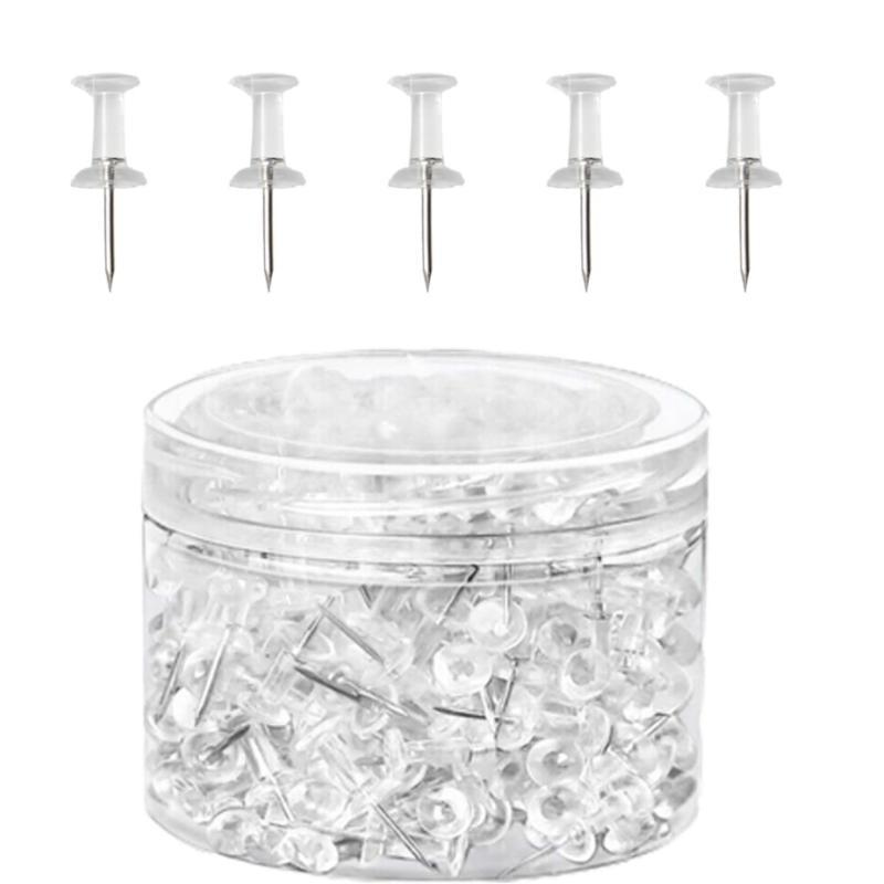 Clear Thumb Tack Set, 100pcs/box Transparent Plastic Head Thumb Tack ...