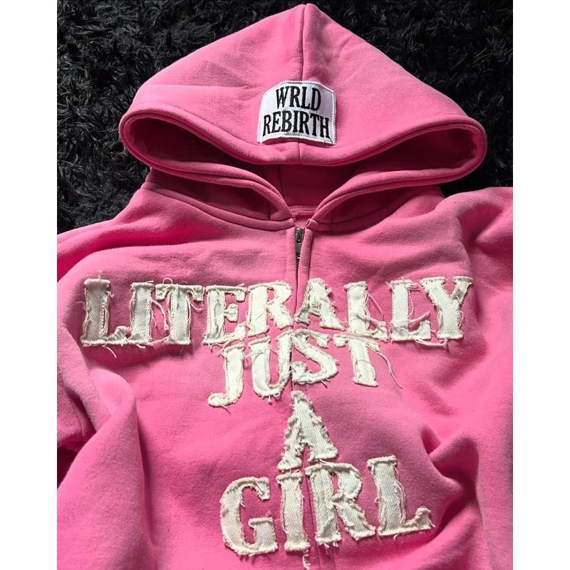 American YZ2K hip-hop letter patch embroidered hoodie personality ...