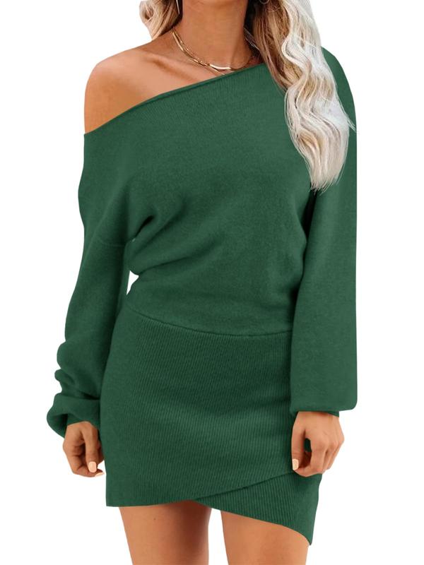 Wenrine Christmas Winterfashion Women's Off The Shoulder Sweater Dress ...