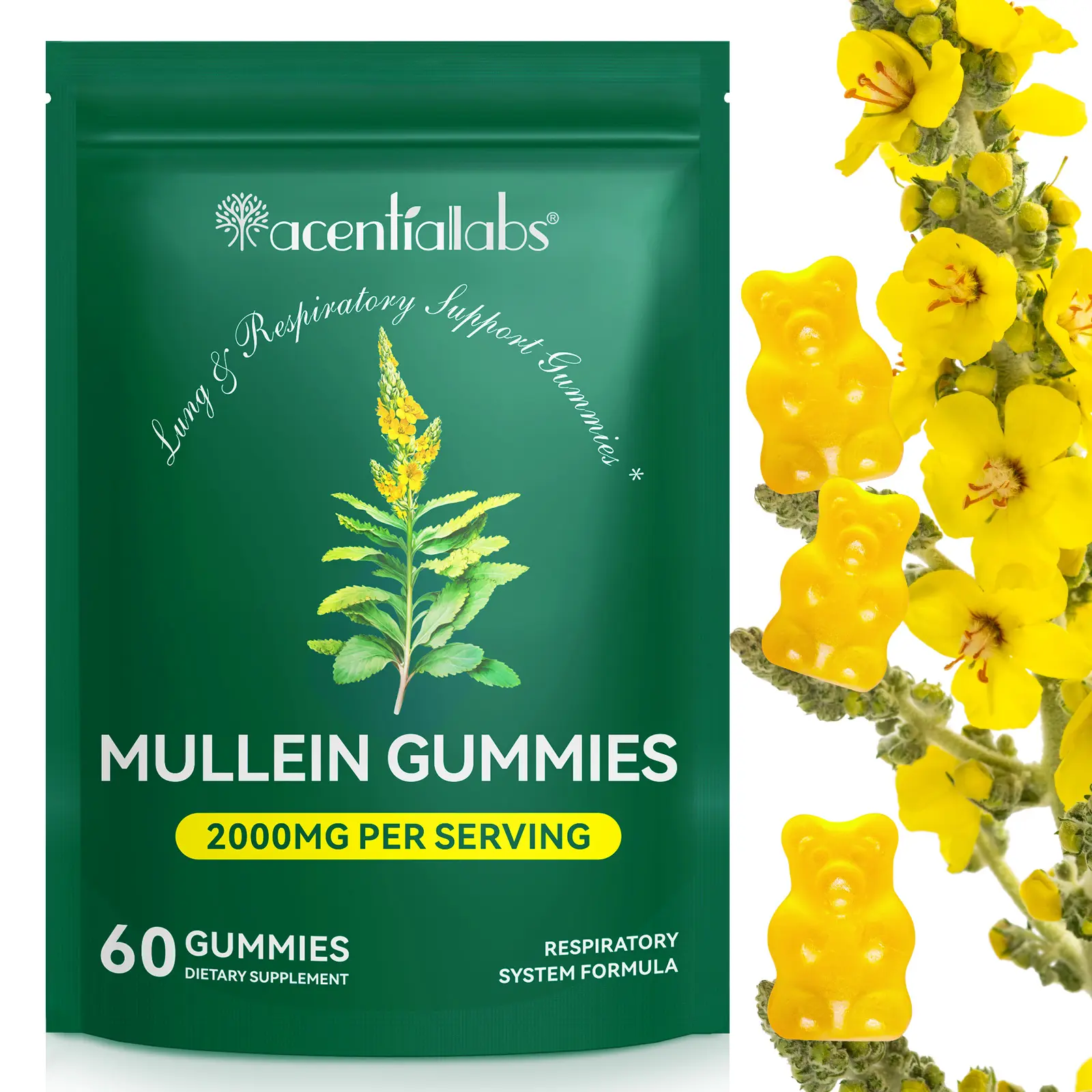 Acentiallabs Mullein Gummies 2000mg Per Serving 60 Count Daily ...
