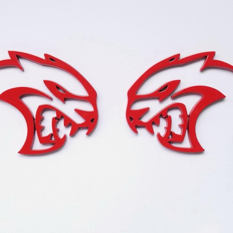 2x Hollow Hellcat Emblem Side Fender Badge Left Right Hellcat Red 3D ...