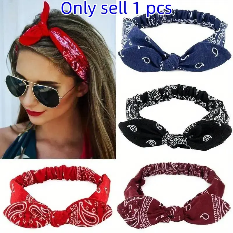 Women's Boho Cross Knot Hairband, Soft Elastic Headband, Vintage Rabbit ...