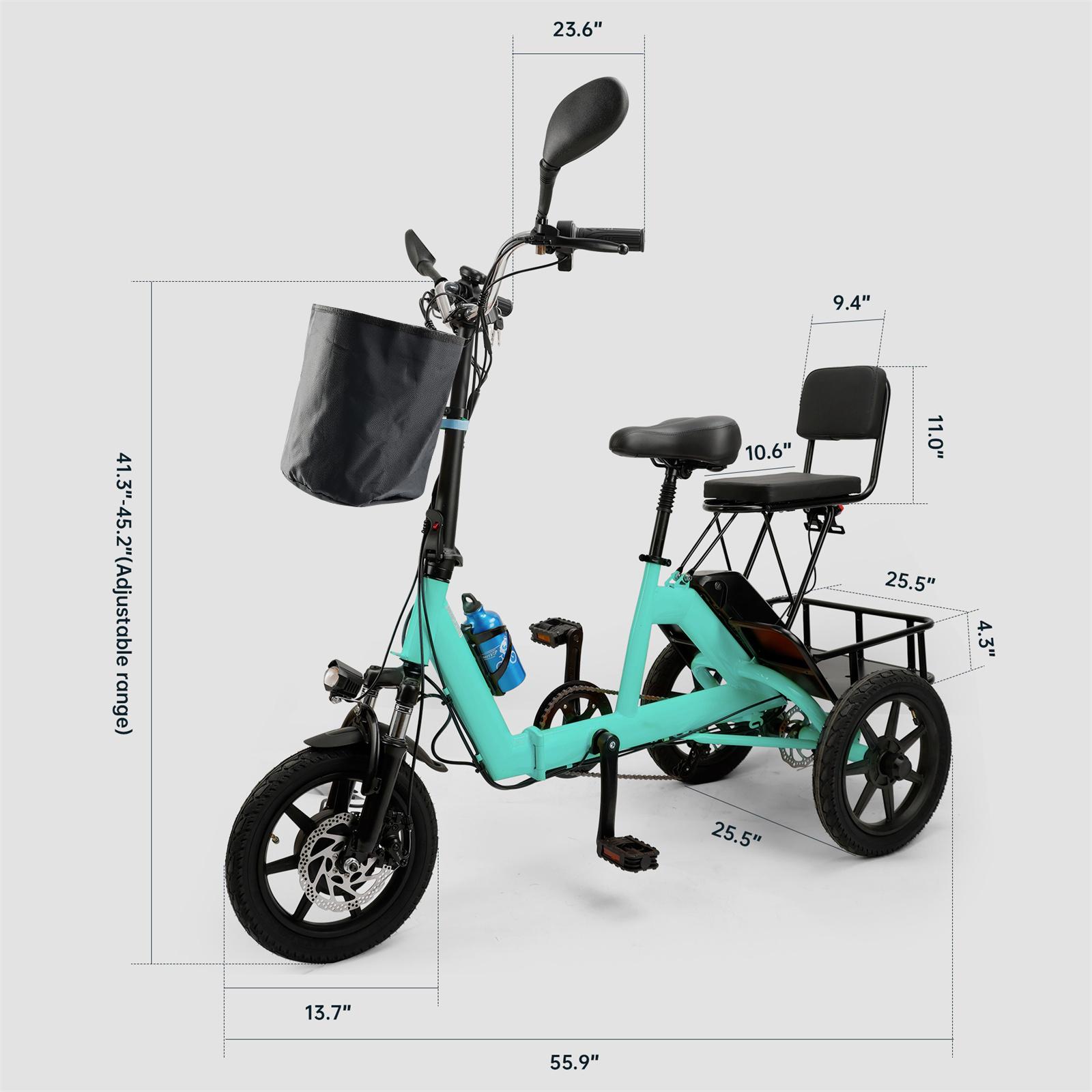 Areyourshop 350W Foldable Three Wheel Electric Tricycle for Adults ...
