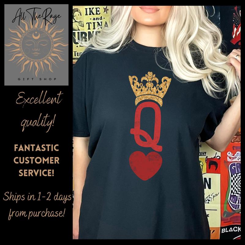 Comfort Colors Queen of Hearts Vintage Inspired Tee, Valentine's Day ...