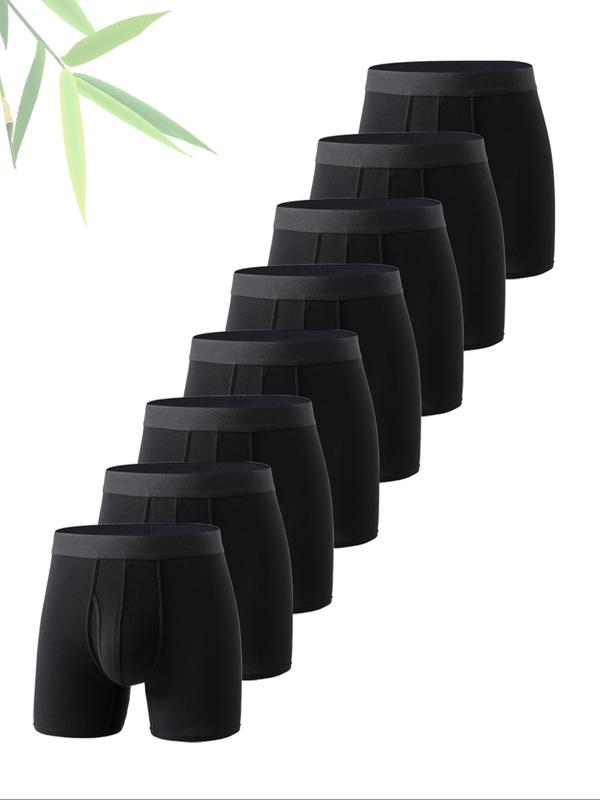 8PCS Men's Bamboo Fiber Underwear, Long Leg Anti-Chafe Briefs, Fly ...