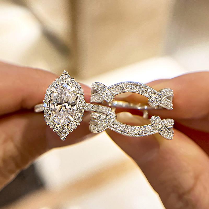Maxine Vintage 2.0ct Oval Cut Insert Engagement Ring Set,Bridal Ring ...