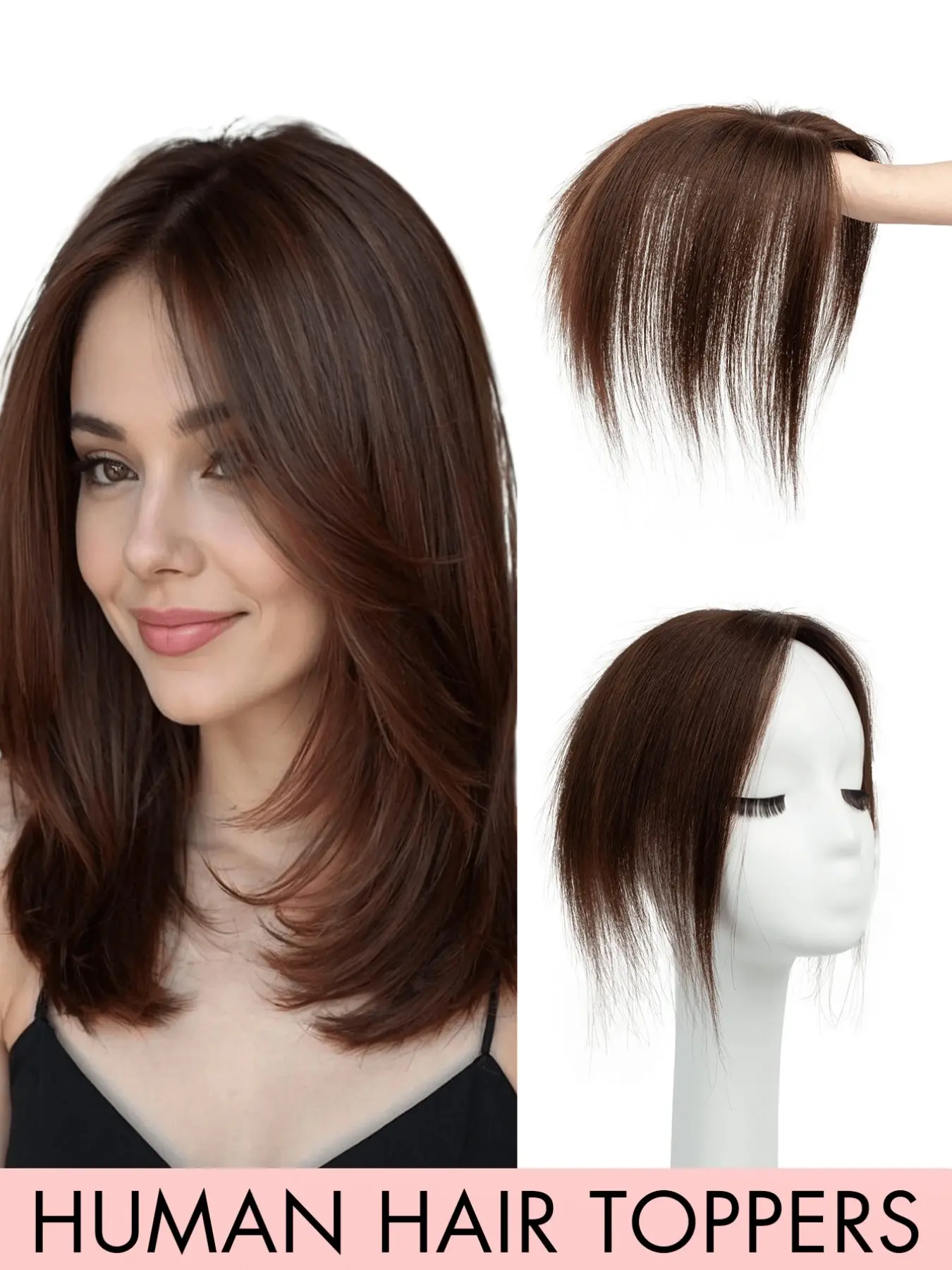 Real Topper Human Hair Extensions Clip In Human Hair Hairline Repair ...