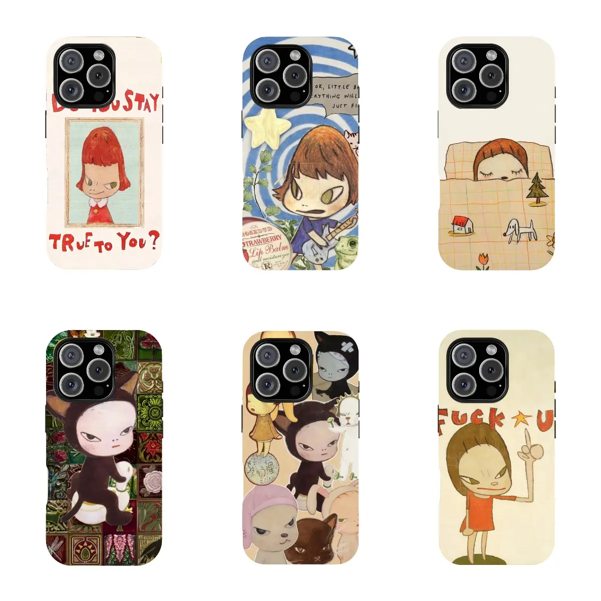 Colorful Yoshitomo Nara Art Phone Case - Aesthetic Japan Cover ...