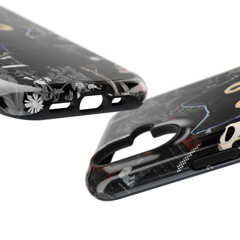 Gothic Black Cat Phone Case – Dark Aesthetic Phone Cover with Skeleton ...