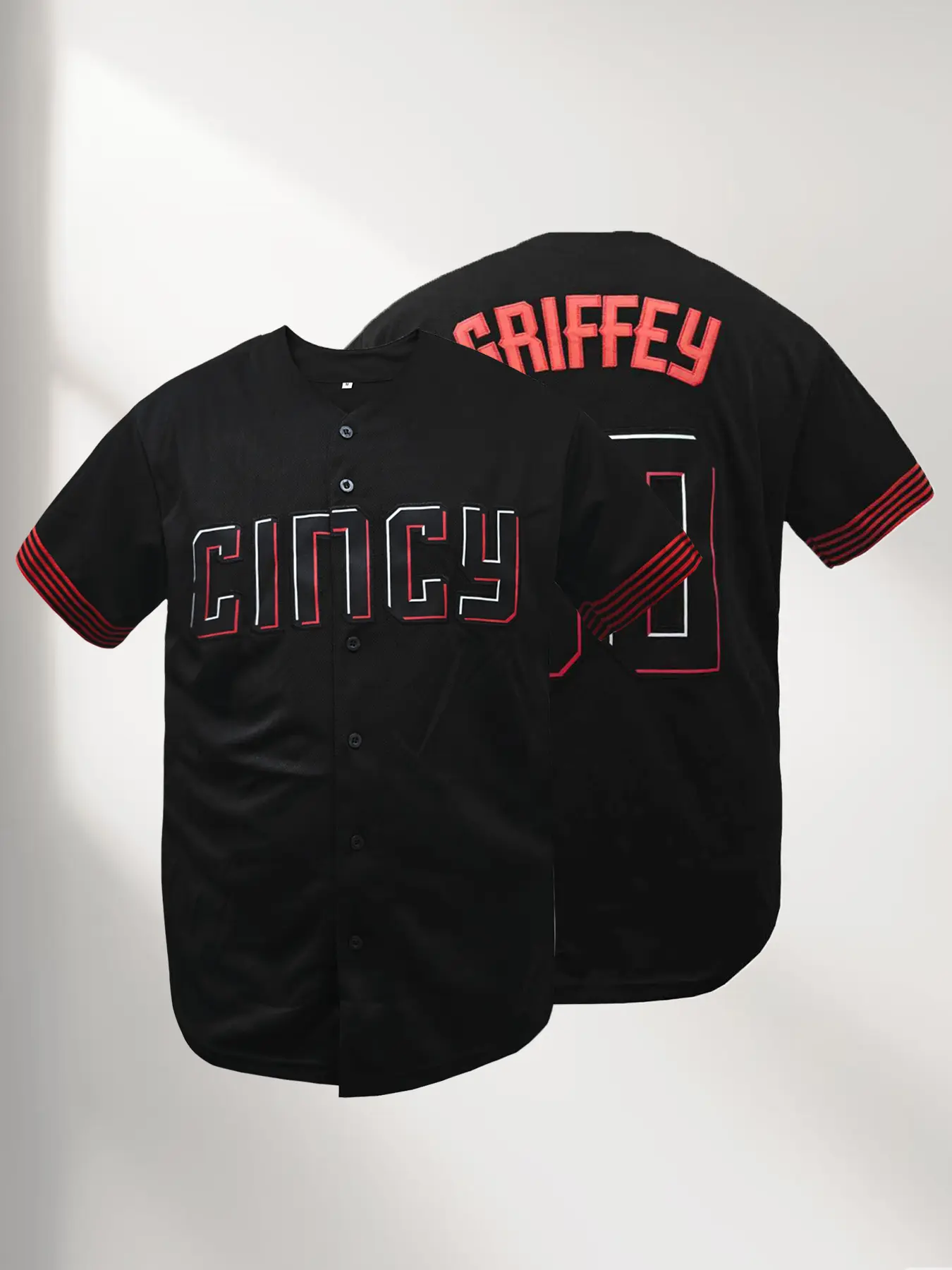 Men's Embroidered V Neck Loose-Fit Breathable Baseball Jersey, Baseball ...