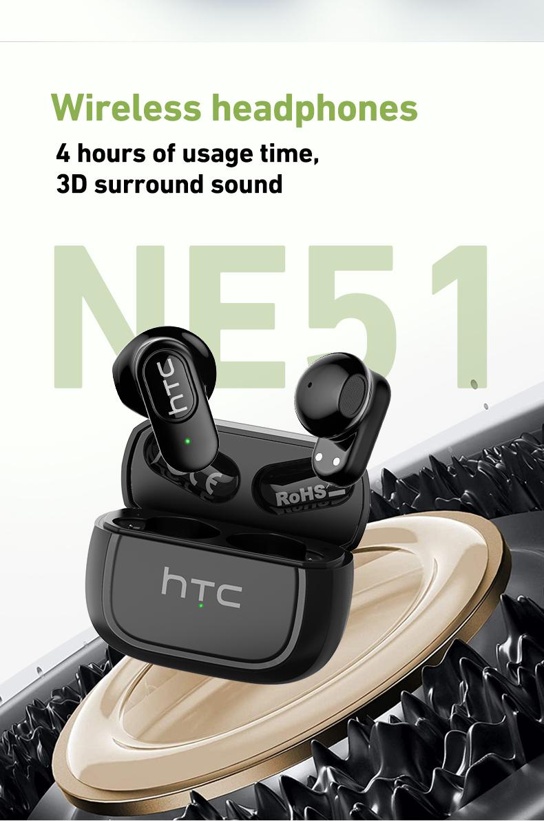 HTC NE51 Wireless Earbuds Bluetooth 6.0 Earphones Waterproof Wireless ...