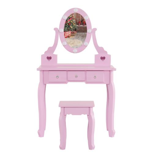 summervibes Ktaxon Kids Vanity Set with Mirror and Stool, Storage ...