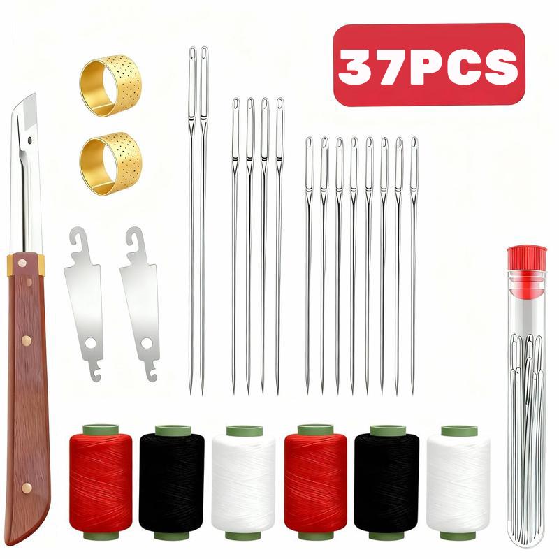 37PCS Big Eye Steel Needles Set Portable Hand Repair Tools for Adults ...