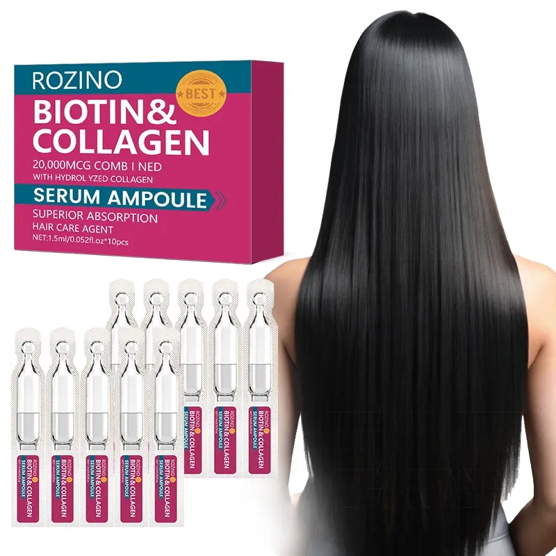 Rozino Biotin Collagen Hair Serum Ampoules 1.5ML X 10, Dual Effect Hair ...