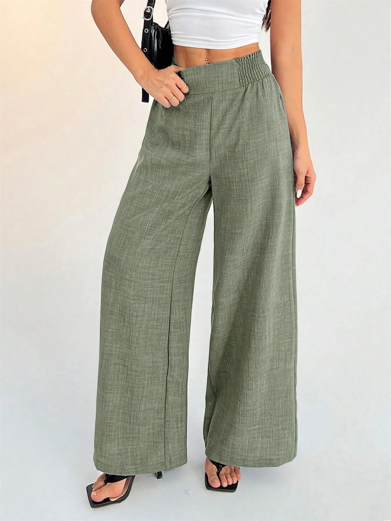 Women's Loose Fit All Purpose Pants Casual Lady Womenswear Solid Color ...