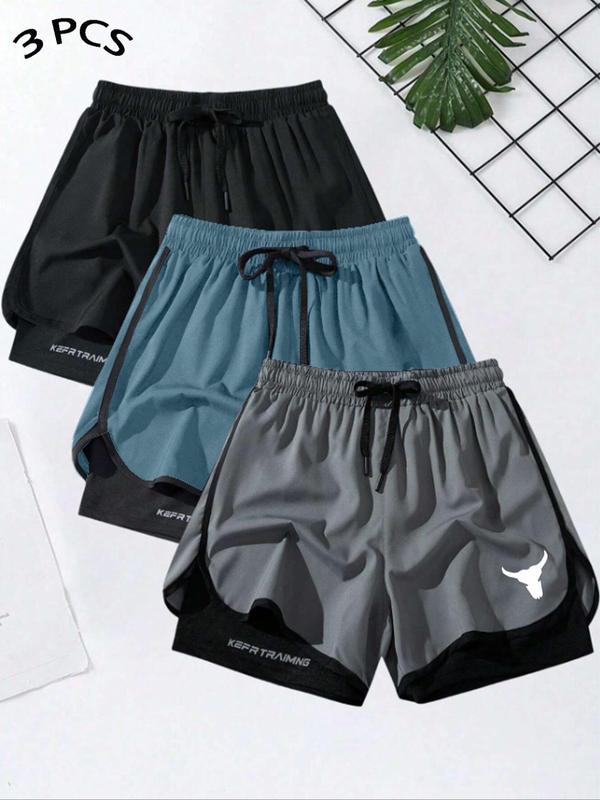 3-Pack Value Men's Sports Casual Running Fitness Shorts, Double Layer ...