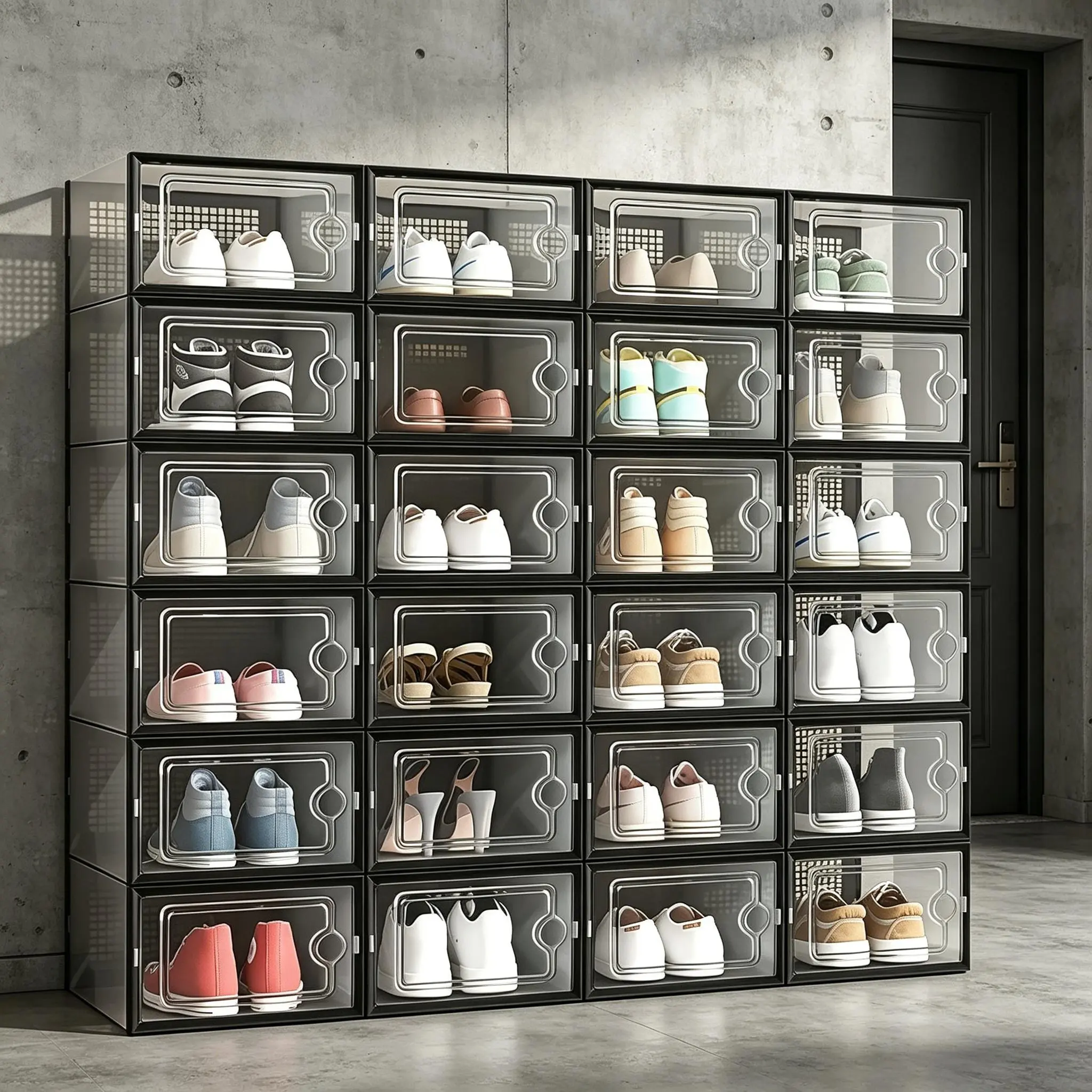 Clear Stackable Shoe Boxes – Foldable Plastic Shoe Organizer with ...