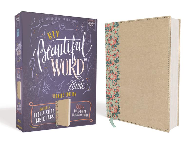 NIV, Beautiful Word Bible, Updated Edition, Peel/Stick Bible Tabs, Red ...