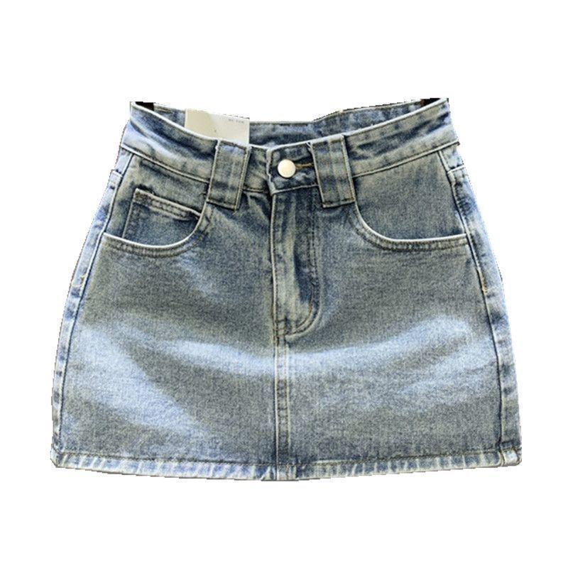 Fashion Simple Cut Denim Mini Skirt Women's 2025 Summer New Anti ...