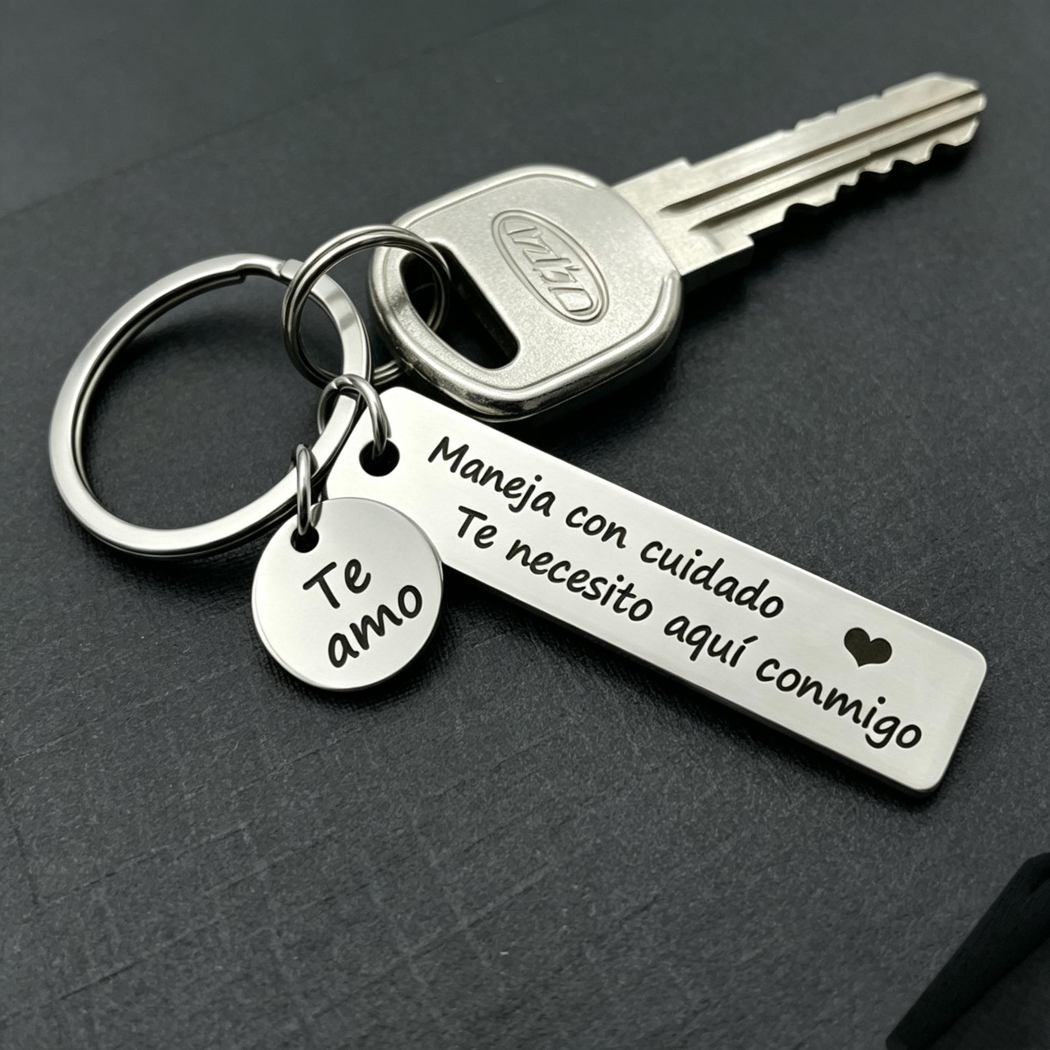 New Stainless Steel Spanish Love Keychain with "Te Amo" & "Te Necesito ...