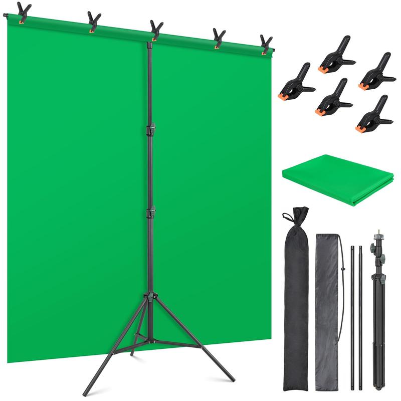 5 X 6.5 Ft Green Screen Backdrop Kit With Stand T-shape Portable Photo ...