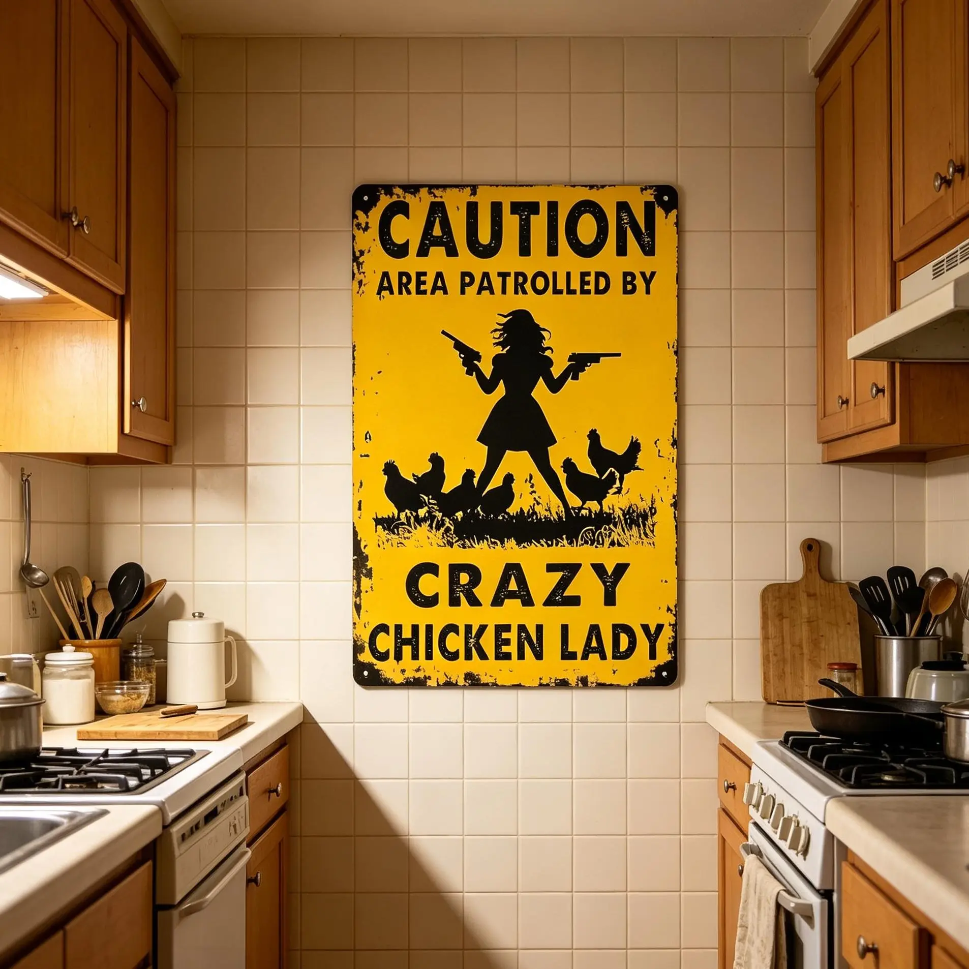 Funny Crazy Chicken Lady Vintage Metal Tin Sign,8×12 Inch Metal Tin ...