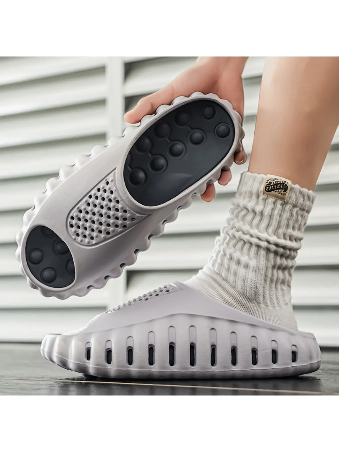 Men's Thick-Soled Breathable Slides, Anti-Slip & Wear-Resistant One ...