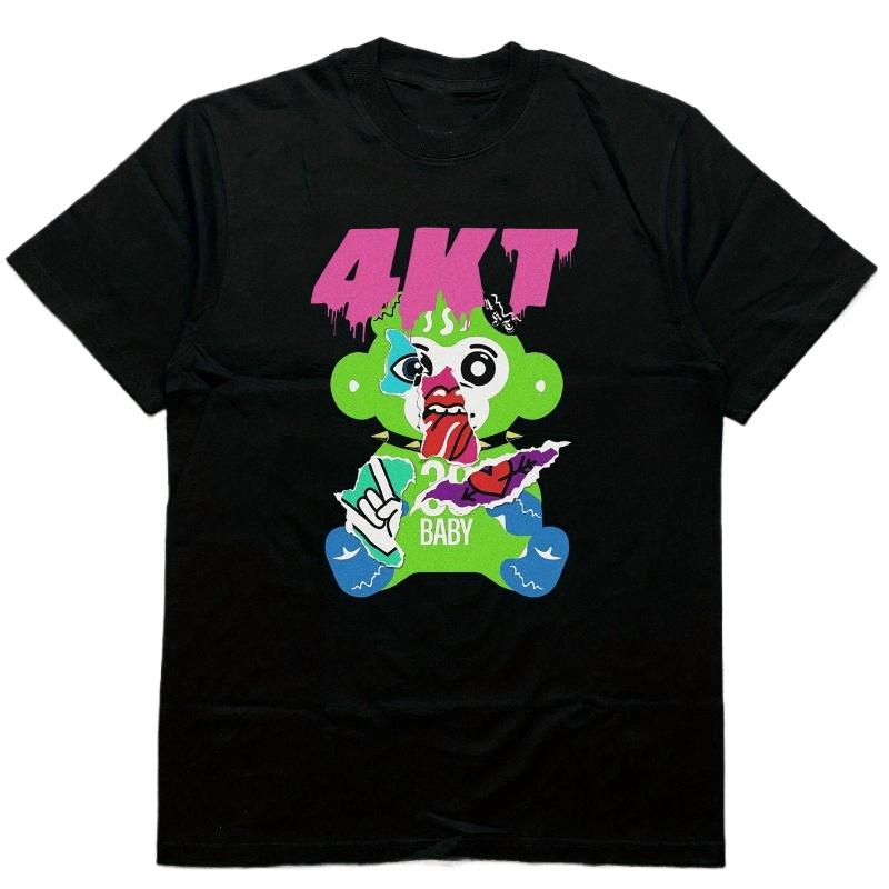 Men's Black Cotton Crew Neck T-shirt Boxy Fit Trendy Cartoon Print ...