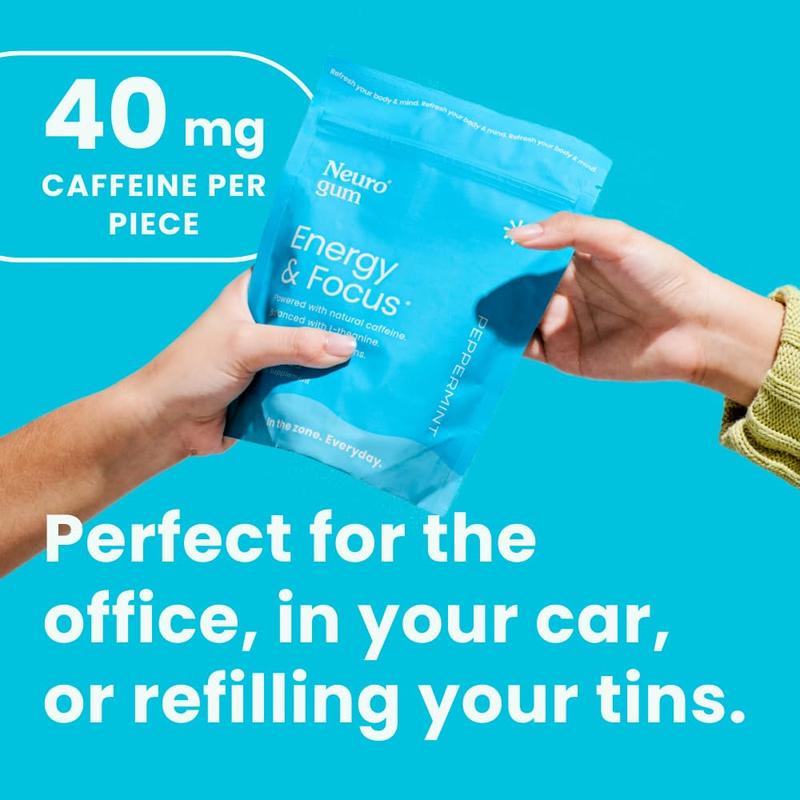 Energy & Focus Duo - Caffeine Gum - Peppermint (2-Bulk Pouches)